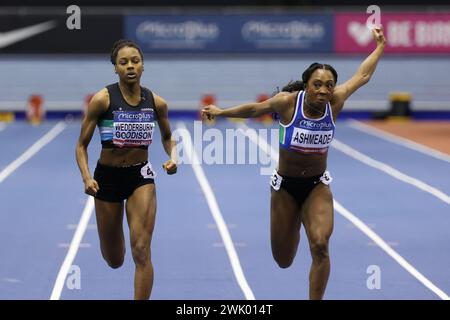 Nia Wedderburn-Goodison in the 60m heats during the UK Indoor Athletics ...