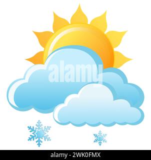 Isolated vector design of snowy cloud with blue snowflakes. Flat sky ...