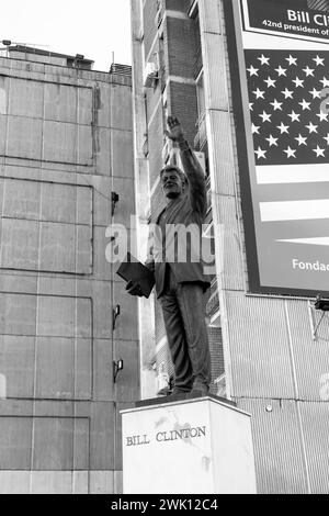 Pristina, Kosovo - February 5, 2024: Statue of Bill Clinton as a sign ...
