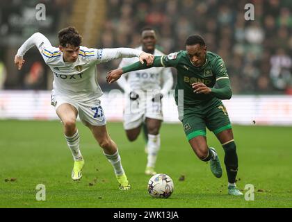 Mickel Miller of Plymouth Argyle battles for the ball during the Sky ...