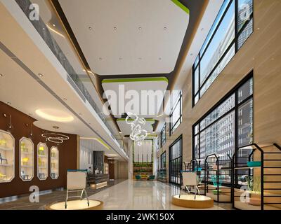 3d render of building entrance lobby interior Stock Photo - Alamy