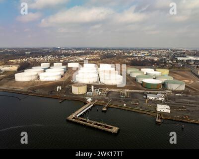 Aerial view of Perth Amboy Terminal in New Jersey storing various ...