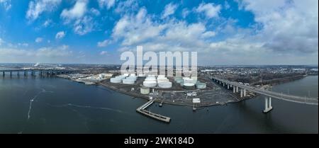 Aerial view of Perth Amboy Terminal in New Jersey storing various ...