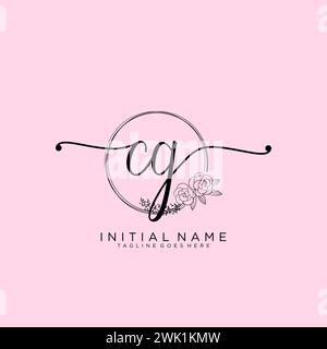 CG handwriting logo with circle template vector logo of initial wedding ...
