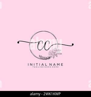 CC handwriting logo with circle template vector logo of initial ...