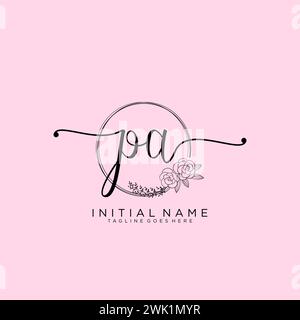 PA handwriting logo with circle template vector signature, wedding ...