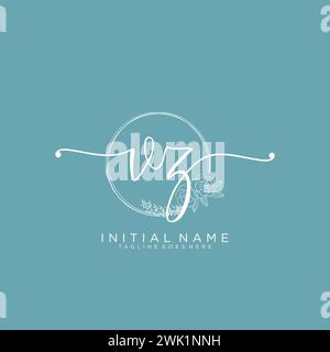 VZ handwriting logo with circle template vector signature, wedding ...