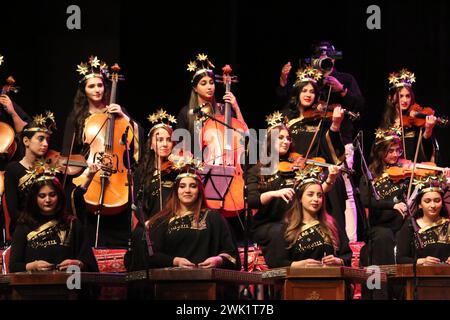 Baghdad, Iraq. 17th Feb, 2024. Female musicians from Sumeryat Music ...