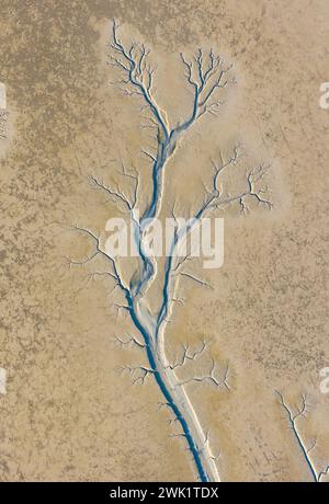 Aerial photo shows the riverbed landscape in Wanrong County, Yuncheng ...