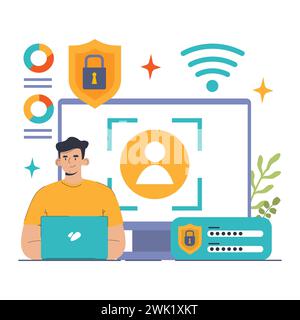 Backend development, coding, software engineering and programming set. Tiny people build program ...