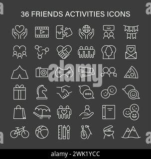 Friends Activities set. Bonding moments and shared experiences. Leisure ...