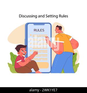 Discussing and setting rules concept. Parent and child collaboratively ...
