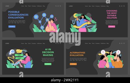 Decision making process set. Evaluating consequences, assessing risks ...
