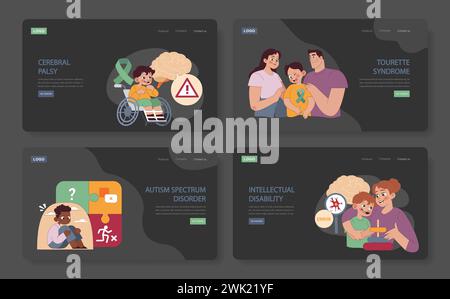 Kid Disability set. Awareness and inclusion in childhood. Support and ...