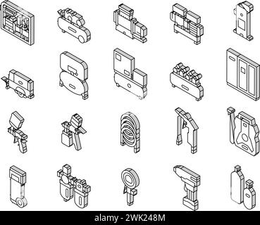 Air compressor icons set. Isometric set of air compressor vector icons ...