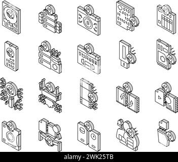 Password recovery icons set. Isometric set of password recovery vector ...