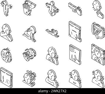 Reflex Of Human Neurology System Icons Set Vector Stock Vector Image ...