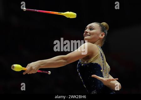 Chieti, Italy. 18th Feb, 2024. Alina Harnasko of Ginnastca Ritmica Iris ...