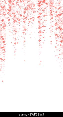 Valentine hearts, flying, falling down, floating. Red hearts scattered ...