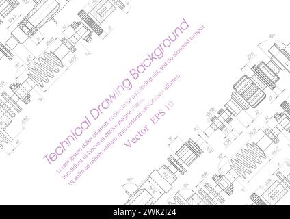 Technical drawing of gears .Rotating mechanism of round parts .Machine ...