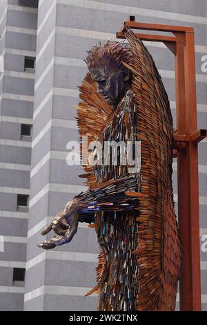 The Knife Angel residing outside the Royal Armouries at Leeds Dock in ...