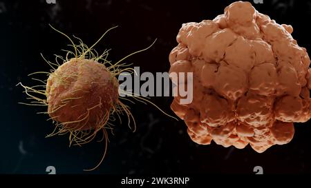 A dynamic 3D animation unfolds a microscopic battle between viruses and ...