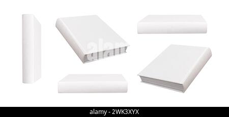 Book spine, vertical textbook side mockup standing, isolated on white ...