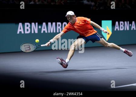 Alex de Minaur of Australia in action against Ryan Harrison of the USA ...