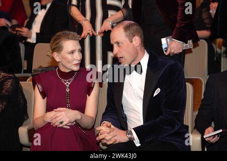 The Prince of Wales, president of Bafta, talks with Emma Baehr, (right ...