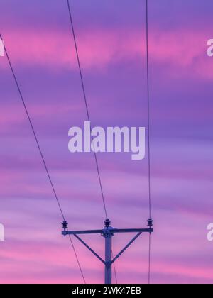This image captures a pylon structure in a blue color scheme ...
