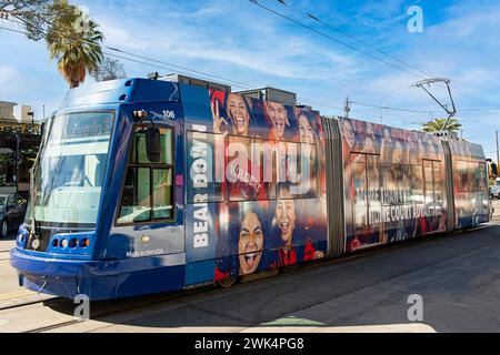 Sun Link Streetcar on University Blvd outside the University of Arizona ...