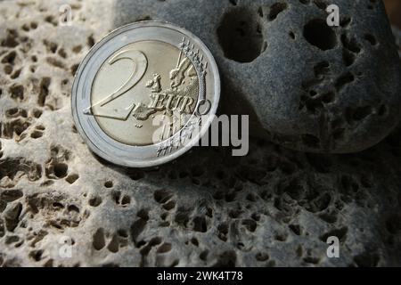 2 euro coin reverse. New 2 euro coin and stones Stock Photo - Alamy