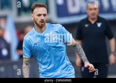 Manuel Lazzari of S.S. Lazio is in action during the 26th day of the Serie A Championship ...