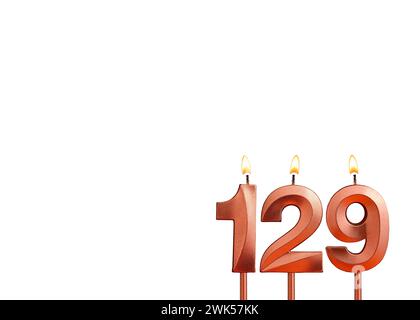 Birthday candle number 129 on white background Stock Photo - Alamy