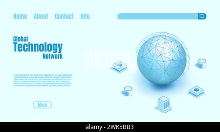 Global network technology template vector in dark blue tone Stock ...