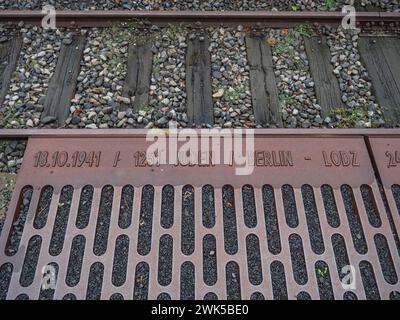 A cast iron plate showing for a 1941 deportation train to Auschwitz ...