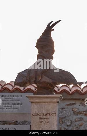 Prizren, Kosovo - 6 FEB 2024: Memorial statue of Agim Shala, a Kosovar ...
