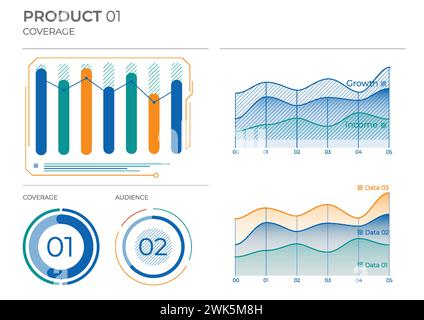 Coverage audience business analysis charts. Vector illustration Stock ...