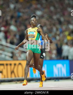 Shericka JACKSON winning in the 200 meters at the World Athletics ...
