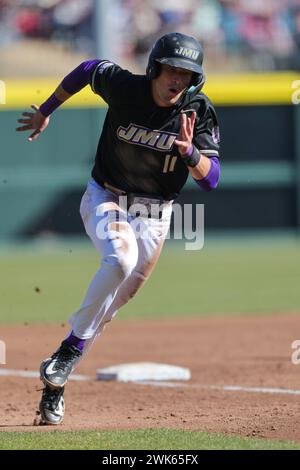February 18, 2024: Coleman Calabrese #11 of JMU watches as the pitcher ...
