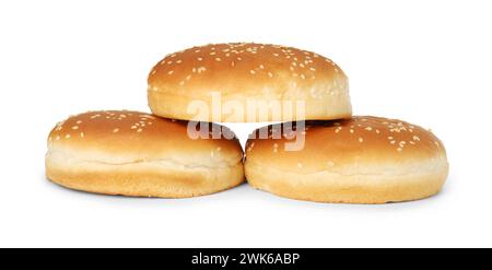 Three fresh hamburger buns isolated on white Stock Photo - Alamy