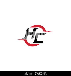 HC Logo ESport Gaming Initial with Blue Light Color design vector ...