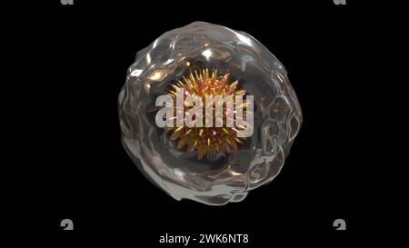 Bacteria in ice. Microbes preserved in thawing ice. Ancient microscopic ...