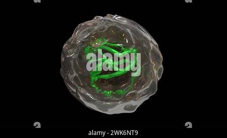 Bacteria in ice. Microbes preserved in thawing ice. Ancient microscopic ...