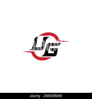 UG Logo ESport Gaming Initial with Blue Light Color design vector ...