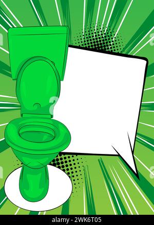 Cartoon Flush Toilet with blank speech bubble, comic book Bathroom ...