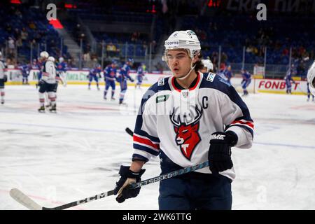 Bogdan Konyushkov (6) Torpedo Hockey Club seen in action during the ...