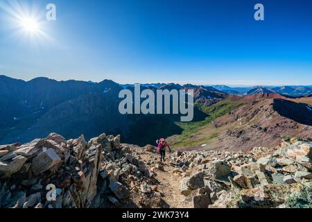 Hiking towards the summit of Maroon Peak in the Maroon Bells-Snowmass ...
