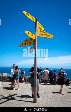 Direction sign, Cape Reinga, Tourists, distance signpost, tip of ...