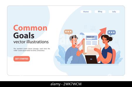 Common goals concept. Duo discussing target list, united in vision ...